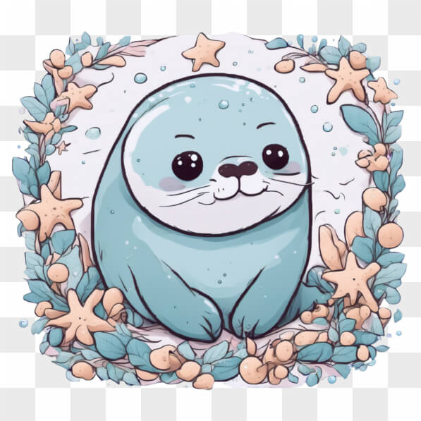 Descarga Foca de dibujos animados linda con decoración marina Cartoons ...