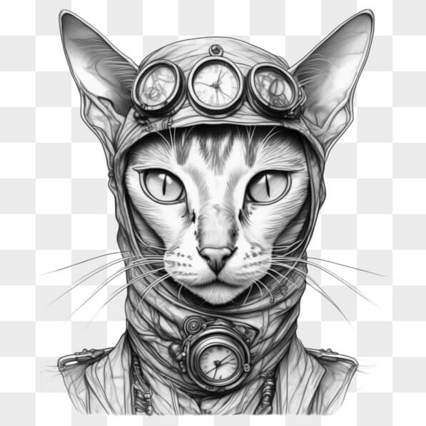 Download Aviator Cat Illustration Sketches Online - Creative Fabrica