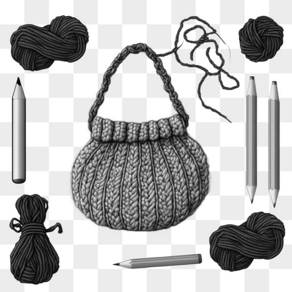 Download Knitted Bag with Yarn and Drawing Tools Sketches Online ...