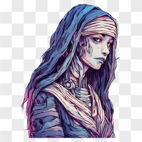 Descarga Retrato estilizado de una mujer misteriosa Cartoons En Línea - Creative Fabrica