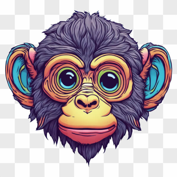 Download Illustrated Monkey Face with Colorful Features Cartoons Online ...