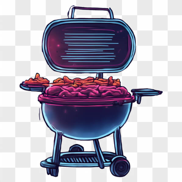 Download Stylized Barbecue Grill with Grilling Meats Cartoons Online ...