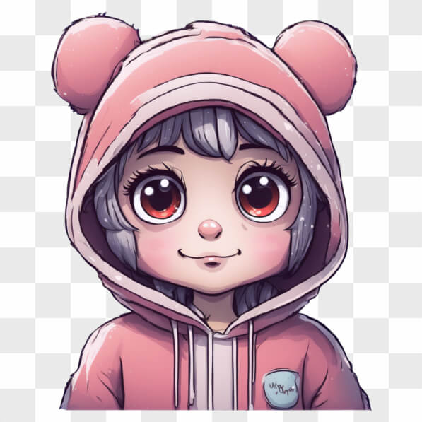Baixe Personagem animado fofo em hoodie rosa Cartoons - Creative Fabrica