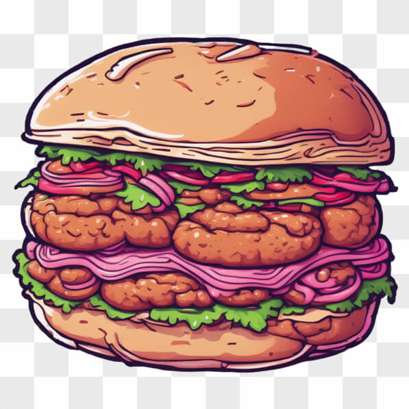 Download Delicious Fried Chicken Burger Cartoons Online - Creative Fabrica