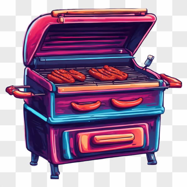 Download Stylized Barbecue Grill with Sausages Cartoons Online ...