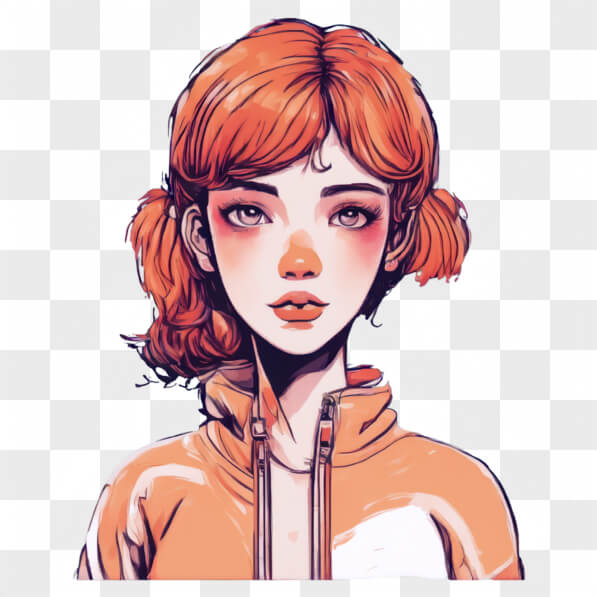 Descarga Retrato estilizado de una joven con cabello naranja Cartoons En Línea - Creative Fabrica