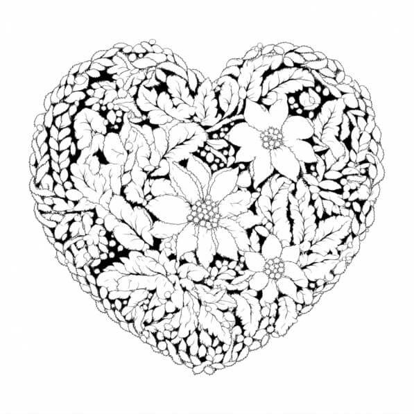 Download Intricate Floral Heart Design Coloring pages Online - Creative ...