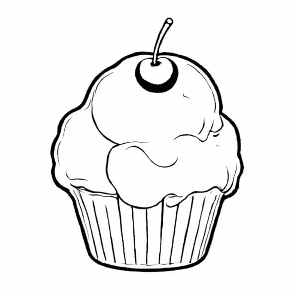 Download Illustrated Cupcake with Cherry Coloring pages Online ...