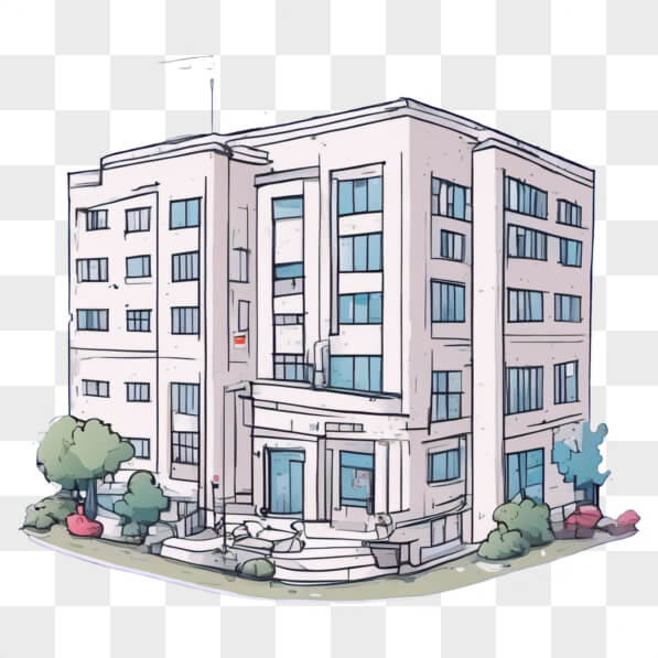 Download Stylized Modern Building with Landscaping Cartoons Online ...