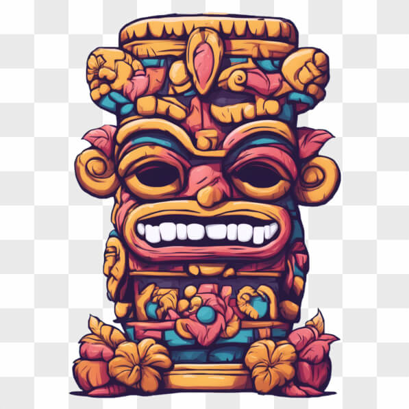 Download Colorful Tiki Statue with Floral Decorations Cartoons Online ...