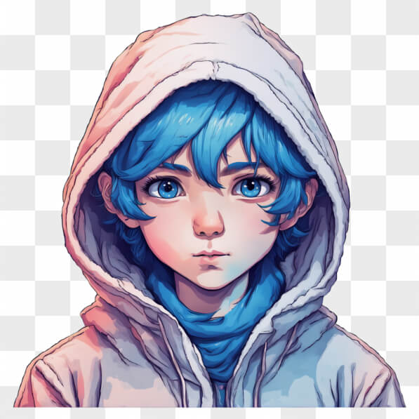 Download Introspective Animated Character with Blue Hair Cartoons ...