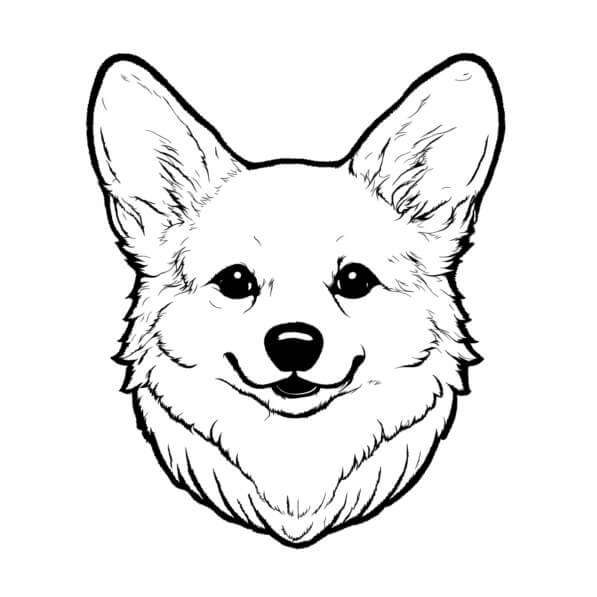 Download Corgi Face Illustration Coloring pages Online - Creative Fabrica