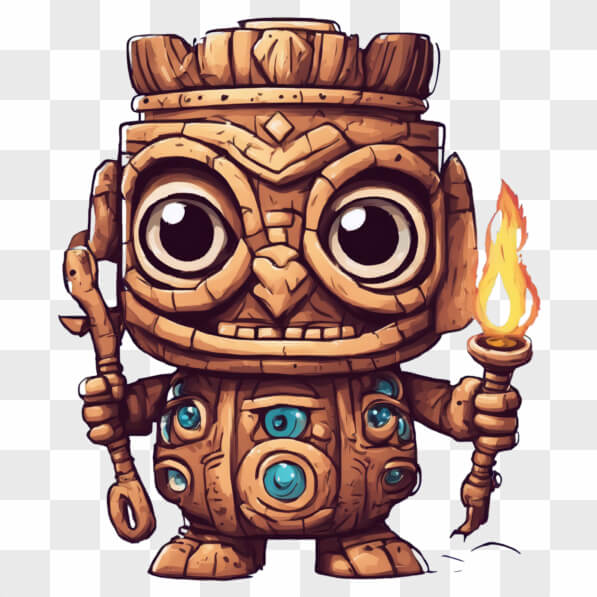 Download Cartoon Wooden Totem Figure with Torch Cartoons Online ...