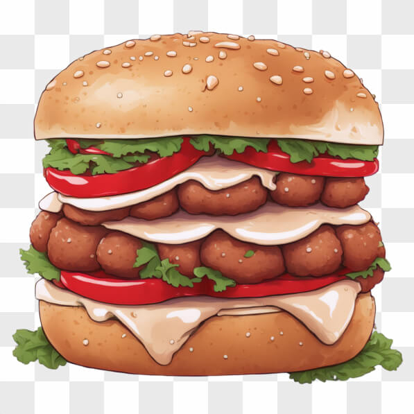 Download Cartoon-style Hamburger with Layers of Ingredients Cartoons ...