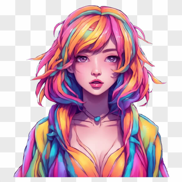 Descarga Retrato estilizado de una joven con cabello colorido Cartoons En Línea - Creative Fabrica