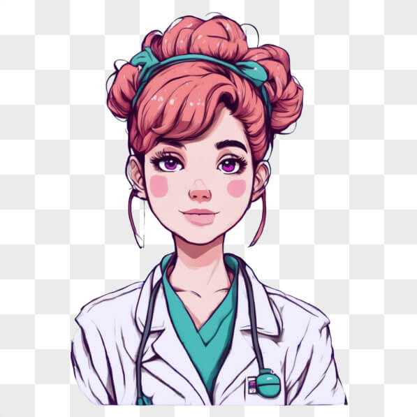 Download Animated Female Doctor with Teal Scrubs and Stethoscope ...