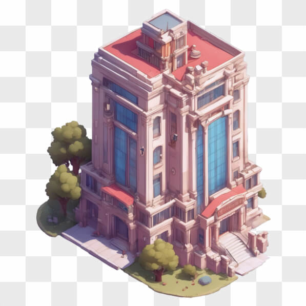 Descarga Edificio estilizado con ventanas de vidrio y detalles ornamentales Cartoons En Línea ...