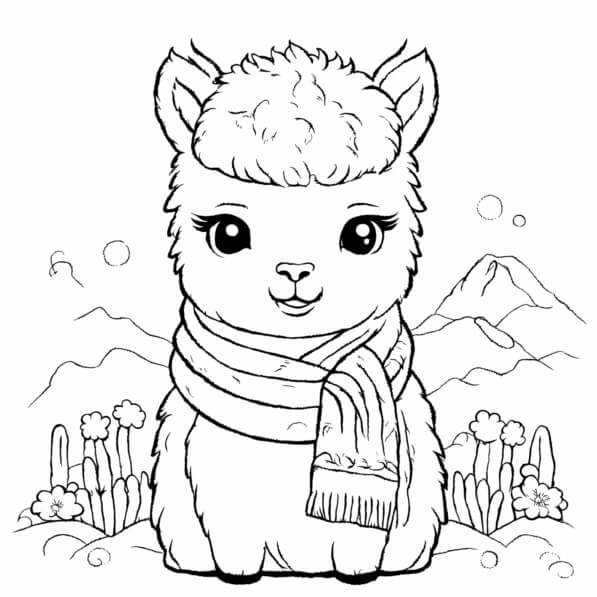 Descarga Ilustración de Llama Linda para Colorear Páginas para colorear ...