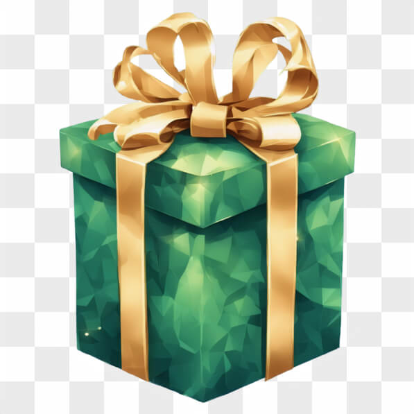 Download Festively Wrapped Green Gift Box with Golden Ribbon Cartoons ...