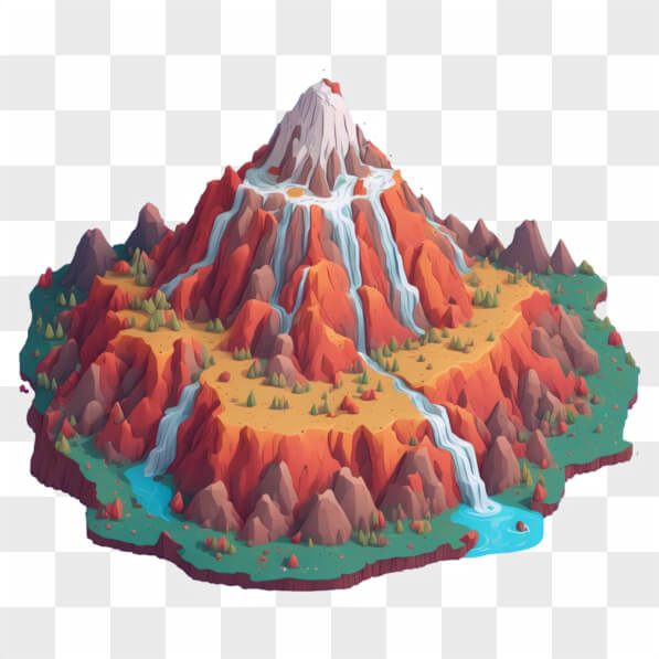 Download Stylized Mountain Landscape with Waterfalls Cartoons Online ...