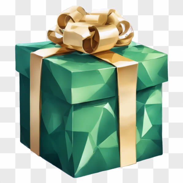 Download Festively Wrapped Green Gift Box with Golden Bow Cartoons ...