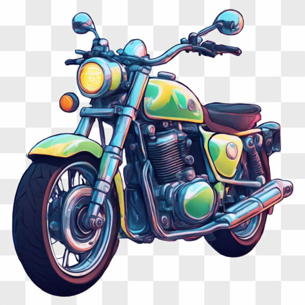 Download Vibrant Motorcycle in Yellow and Green Cartoons Online ...