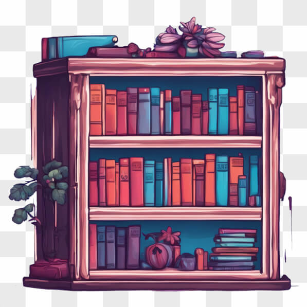 Download Colorful Bookshelf with Decorative Items Cartoons Online ...