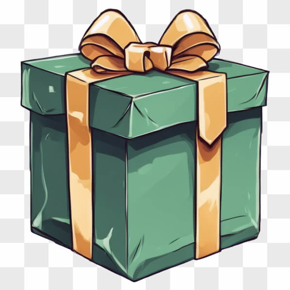 Download Wrapped Green Gift Box with Golden Ribbon Cartoons Online ...
