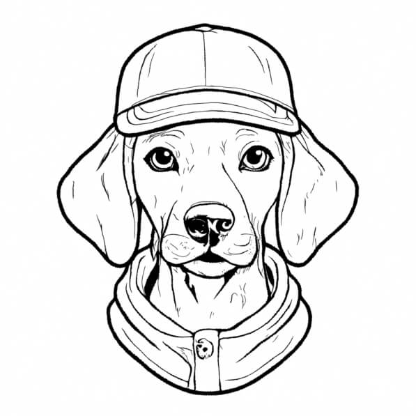 Download Illustrated Dog Wearing a Cap and Hoodie Coloring pages Online ...