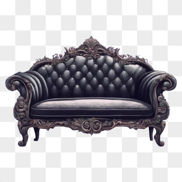 Download Vintage Black Leather Sofa Cartoons Online - Creative Fabrica