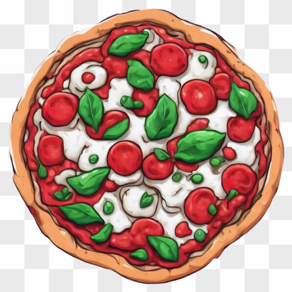 Scarica Pizza colorata con pepperoni e basilico Cartoni animati Online ...