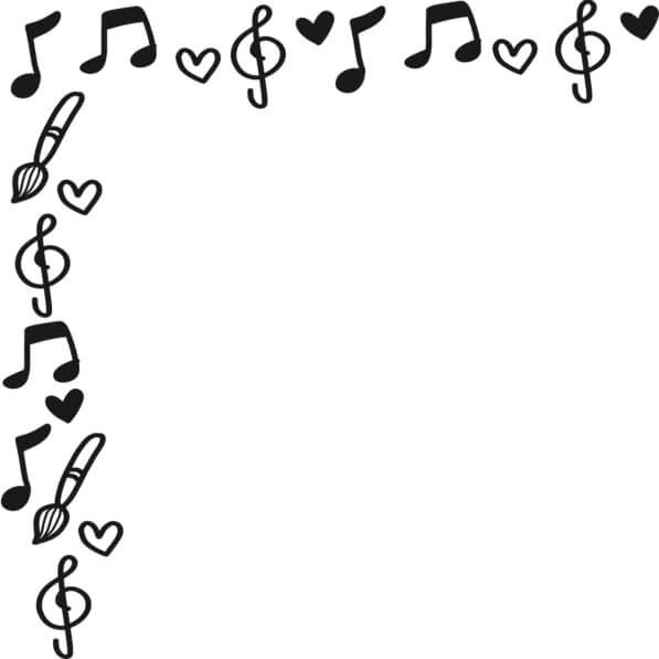 Download Artistic border with musical notes and hearts Borders ...