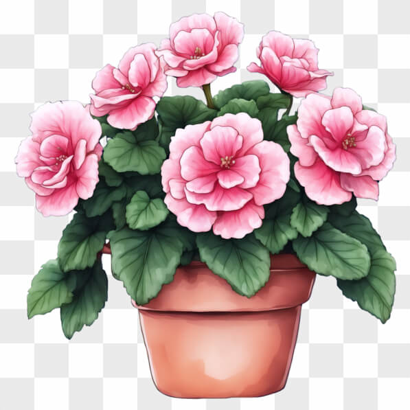 Scarica Fiori rosa in vaso con foglie verdi Cartoni animati Online ...