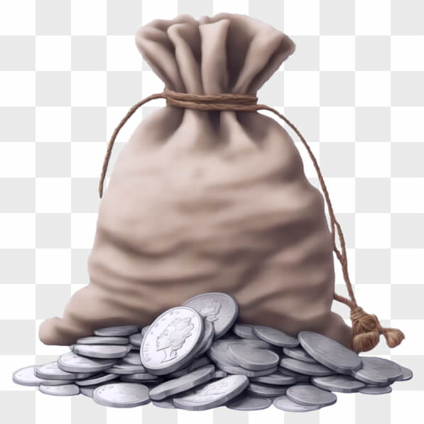 Download Bag of Silver Coins Cartoons Online - Creative Fabrica