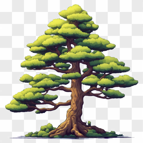 Download Stylized Tree with Lush Foliage Cartoons Online - Creative Fabrica