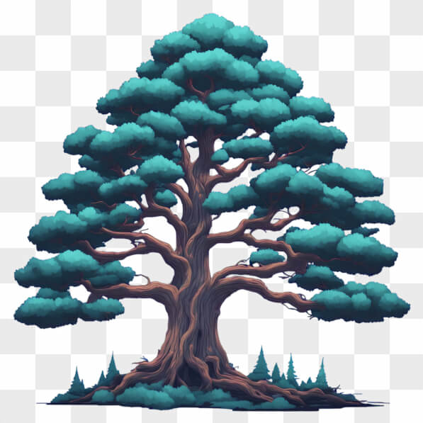 Download Stylized Tree with Turquoise Foliage Cartoons Online ...