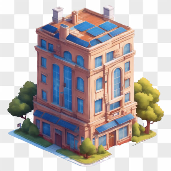 Download Modern Building with Solar Panels Cartoons Online - Creative ...