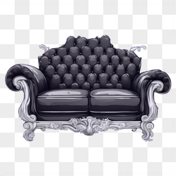 Download Elegant Black Tufted Sofa Cartoons Online - Creative Fabrica