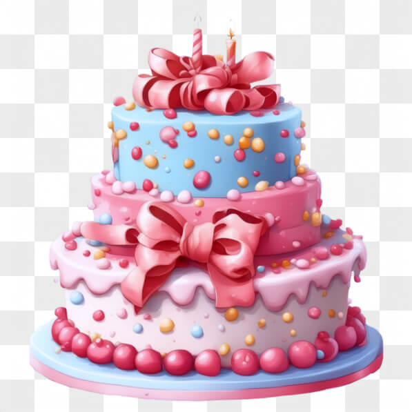 Download Colorful Three-Tiered Birthday Cake with Candles Cartoons ...
