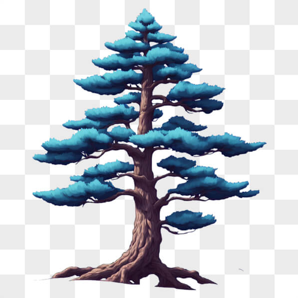 Download Artistic Tree Illustration with Blue Foliage Cartoons Online ...