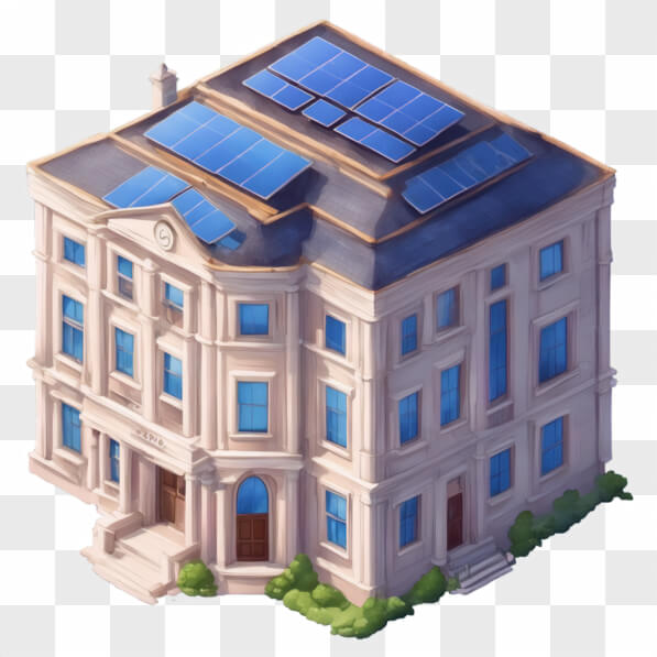 Download Eco-Friendly Building with Solar Panels Cartoons Online ...