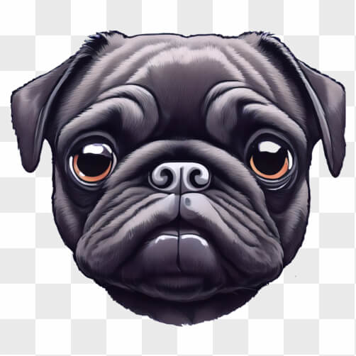 Download Sad Black Pug Cartoons Online - Creative Fabrica