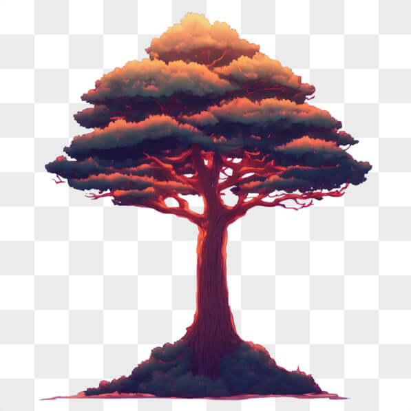 Download Stylized Tree with Warm Glow Cartoons Online - Creative Fabrica