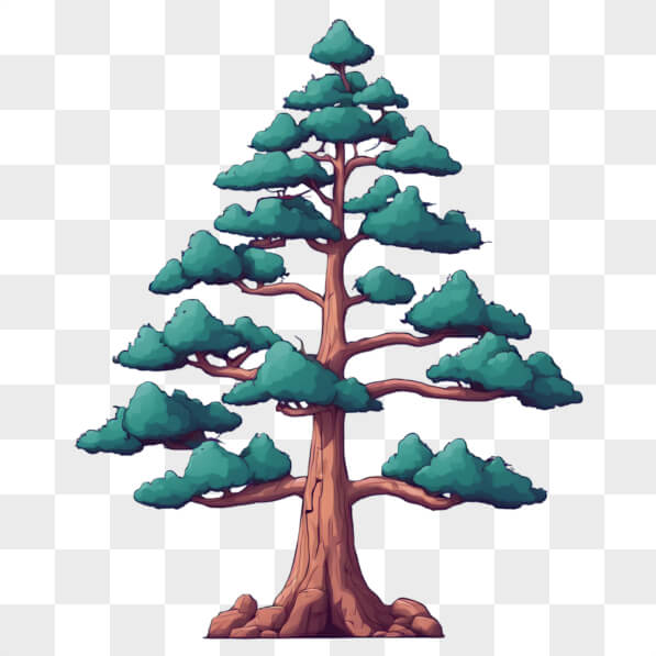 Download Stylized Tree with Turquoise Foliage Cartoons Online ...
