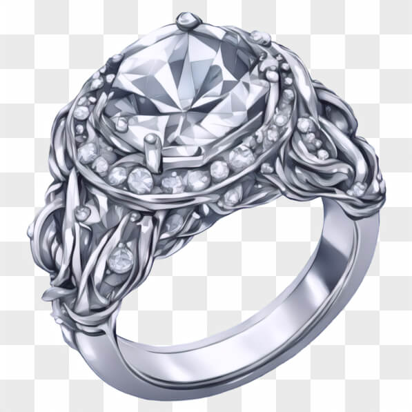 Baixe Anel de Prata Elegante com Diamante Cartoons - Creative Fabrica