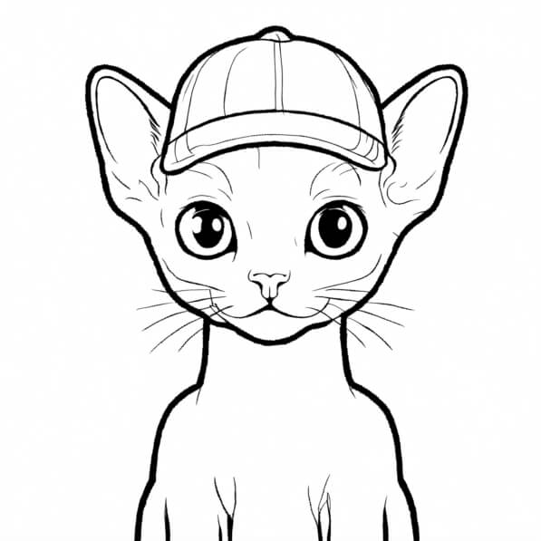 Download Illustration of a Cat Wearing a Cap Coloring pages Online ...