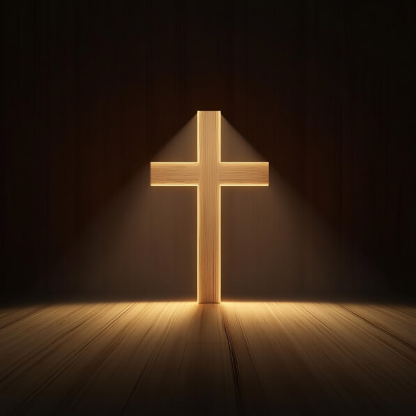 Download Illuminated Wooden Cross in Dark Setting Backgrounds Online ...