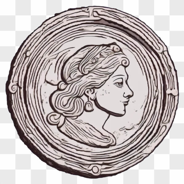 Download Ancient Coin with Profile of a Woman Cartoons Online ...