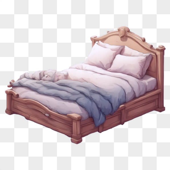 Baixe Cama de Madeira Aconchegante com Roupa de Cama Macia Cartoons ...