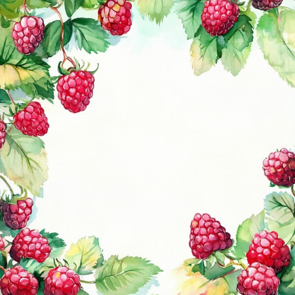 Download Watercolor Raspberries with Green Leaves Backgrounds Online ...